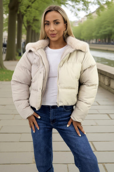 Cream Split Hood Short Puffer Coat – AX Paris Wholesale